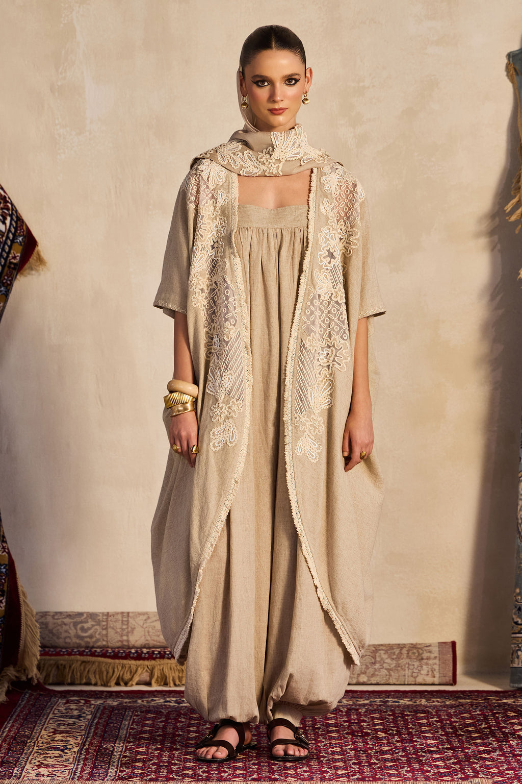 Manahel Embroidered Bisht with Jumpsuit