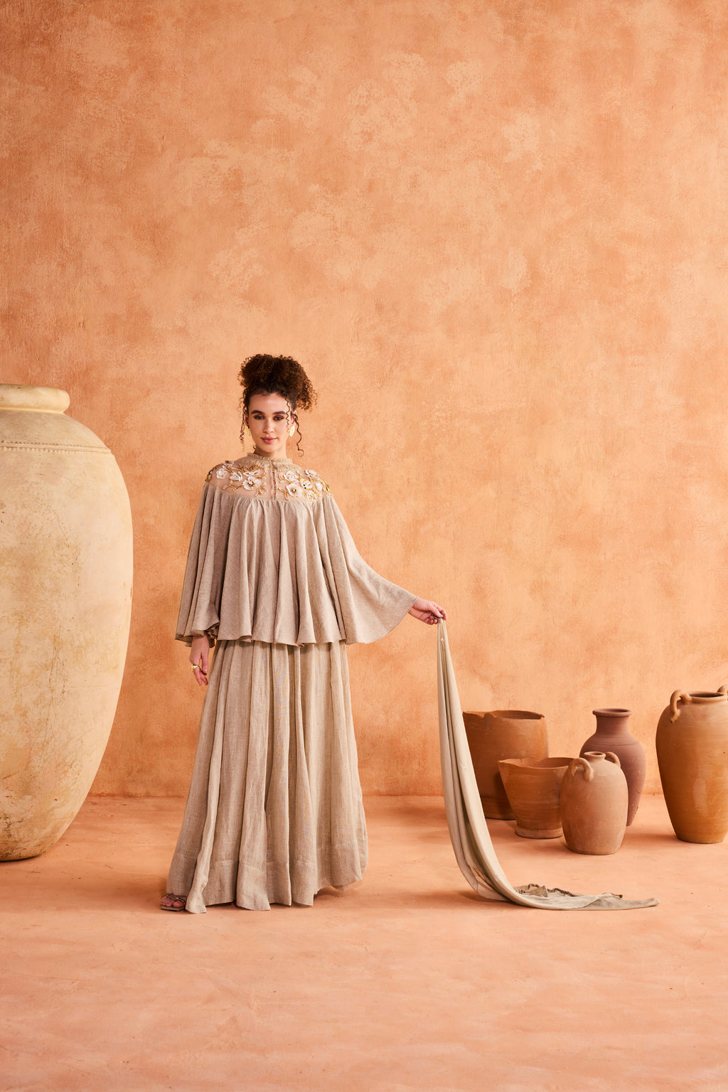 Barira Embroidered Cape & Skirt